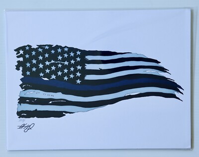 Thin Blue Line Flag Art Print Signed By Artist | eBay
