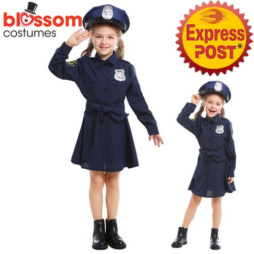 K863 Police Chief Girls Costume Kids Cops Uniform Book Week Fancy Dress ...