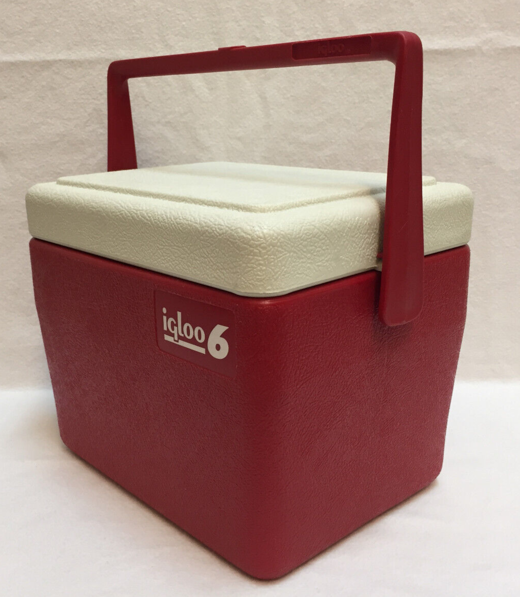 Igloo Cooler 6 Can Red White Flip Top Locking Lid Handle Pail Beach ...