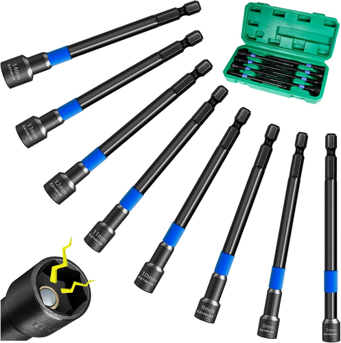 8 PCS Magnetic Nut Driver Set, 6 Inch Long Nut Driver Set, Metric Nut ...