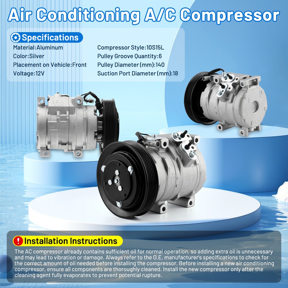 AC Compressor CO 27000C 8832002120 for 2003-2008 Toyota Corolla Matrix ...