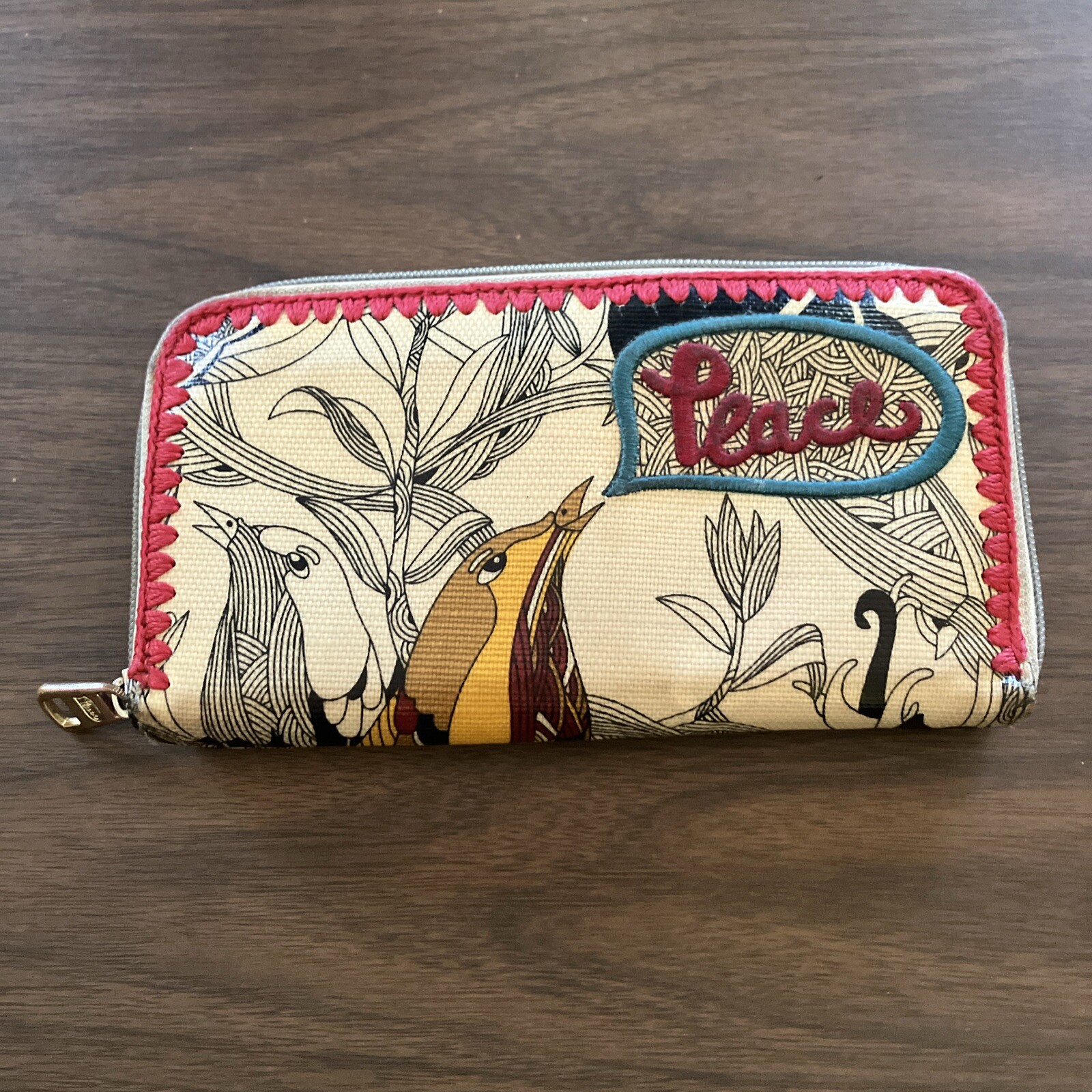 Sak Roots Coated Canvas Multicolor Accordion Piece Birds Wallet | eBay