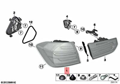 Genuine BMW F30 F35 F80 Rear Light In The Side Panel Left OEM ...