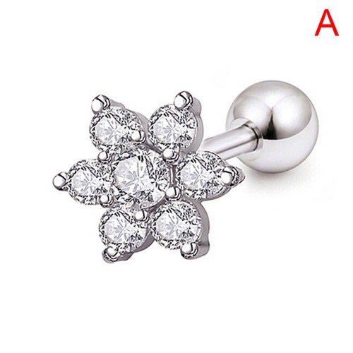 Flower Helix Tragus Cartilage Piercing Stud Earrings Ear Ring Stainless ...