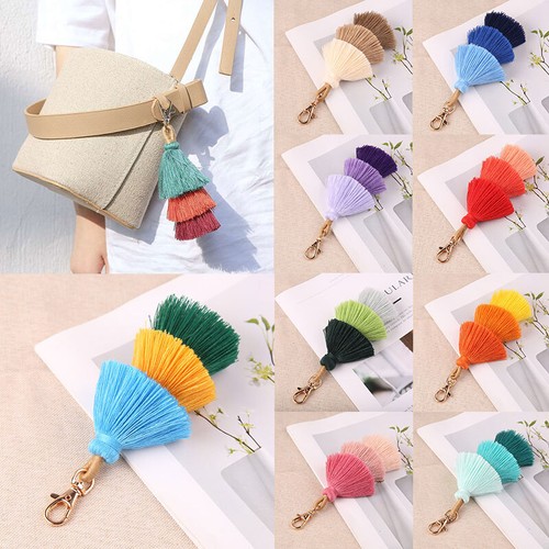 Three-layer Tassel Keychain Bag Pendant Car Multicolor Key Chain Bag ...