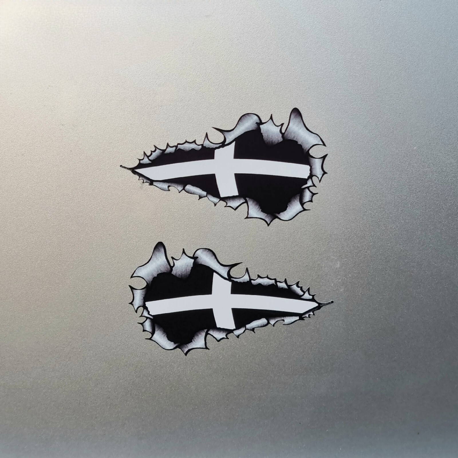 2x Cornwall Conish Flag Long Ripped Metal Vinyl Sticker Decal For Car ...