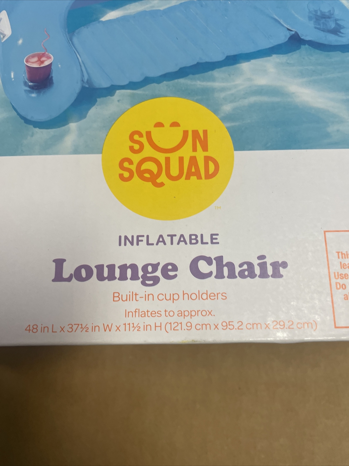 Sun Squad- Chill Pool Lounge Chair Blue Float Inflatable 4ft Long for ...