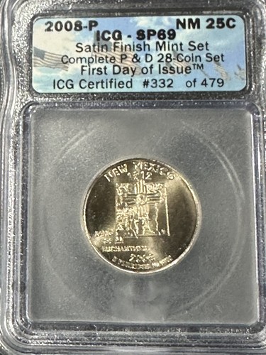 2008 P NM 25C ICG-SP69 Satin Finish 28- coin set First Day Issue 332 0f ...