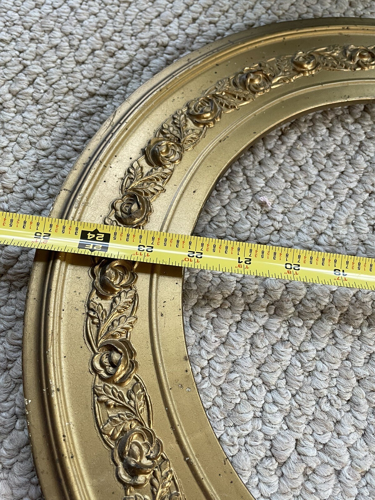 Antique Solid Wood Gold Folded Large Oval Frame Very Ornate | eBay