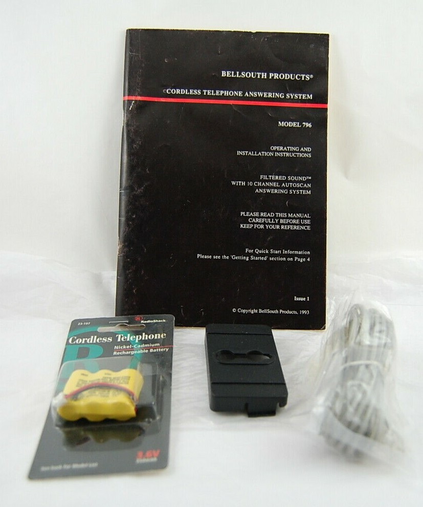 BellSouth Cordless Telephone Answering System Microcassette 10 Channel ...