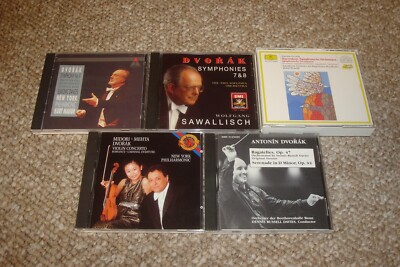 Lot of 5 Antonin Dvorak CDs. Violin Concerto Midori Mehta, Bagatelles ...