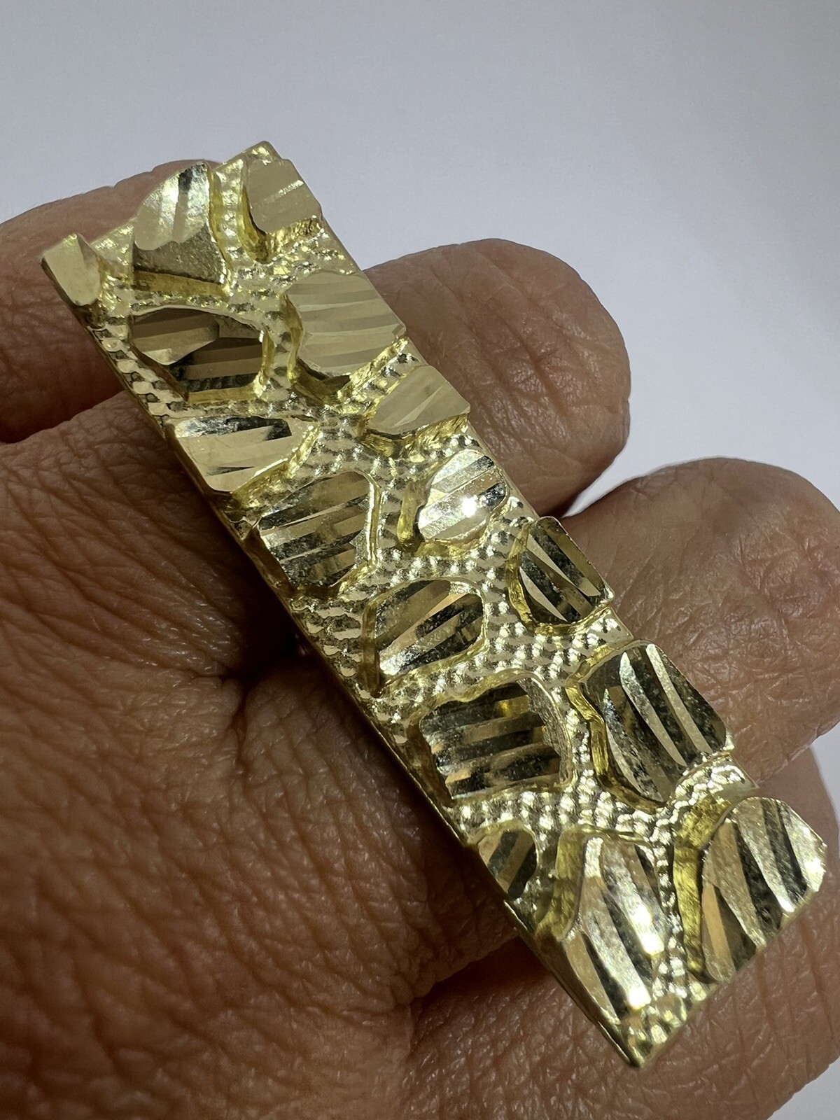 GOLd mens ring Nugget 10k multi 2 finger knuckle Bar hip hop 10 7 8 9 ...