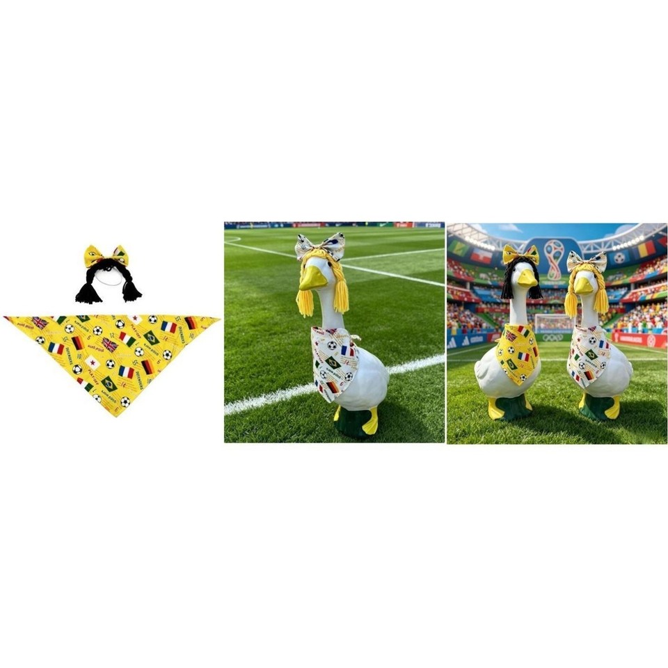 Cement Goose Porch Costume with Bow World Cup Theme Yard Decor 55x26cm ...