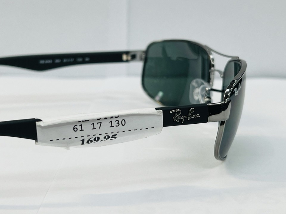 Ray-Ban Green Lenses Rectangular Gunmetal Frame Sunglasses RB3445 004 ...