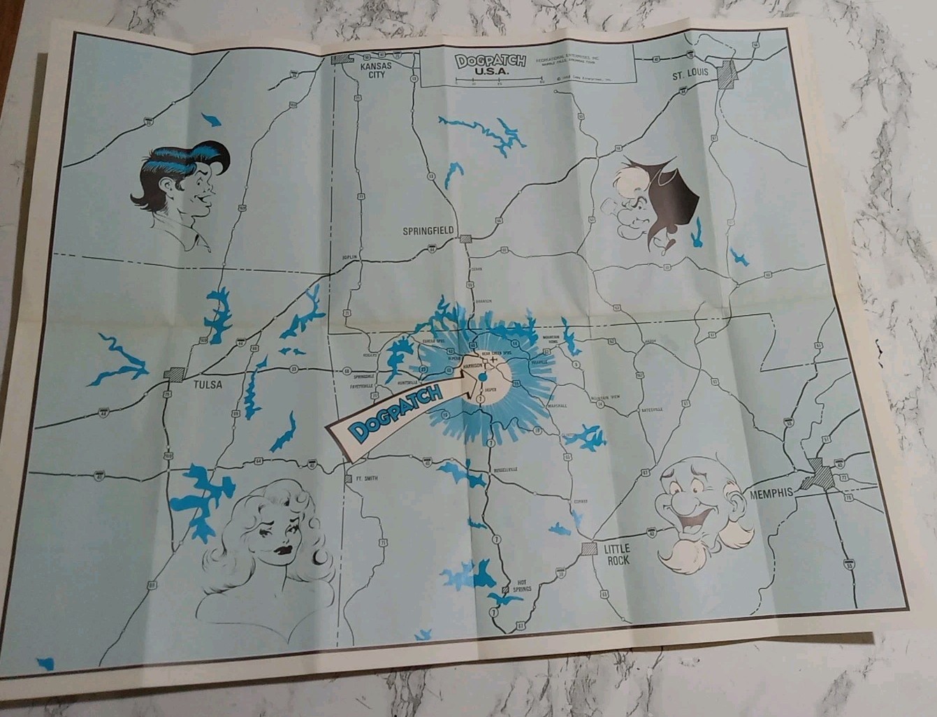 RARE VTG 1968 Dogpatch USA "In The Heart of The Beautiful Ozarks" Souvenir Map | eBay