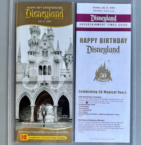 July 17, 2005 Disneyland 50th Anniversary Day Brochure Guide w/ Vintage ...