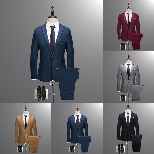 For Men For Work Two-Piece Suit Lay Flat Measurements Lapel Collar Long ...