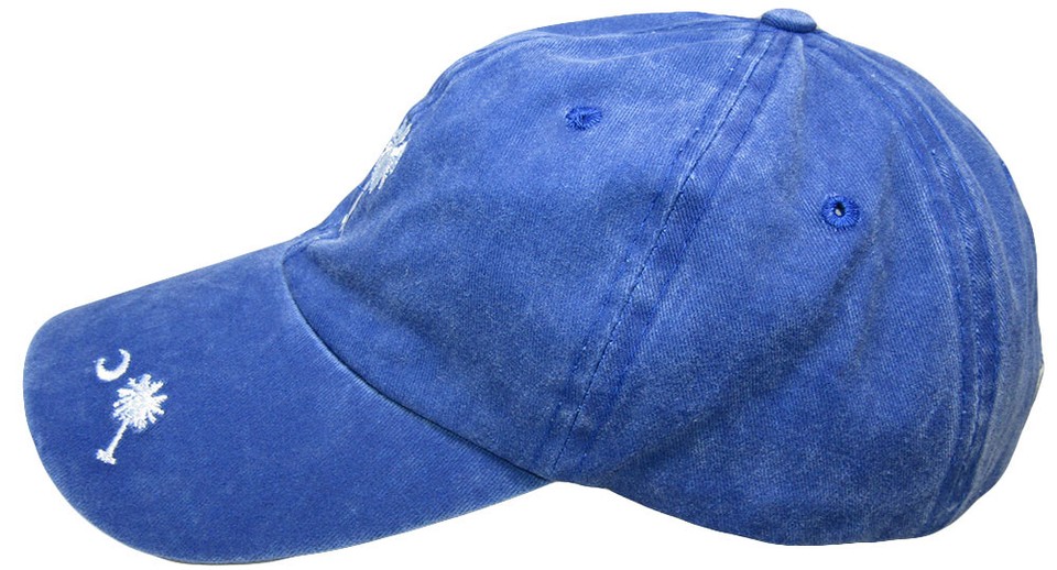 South Carolina Palmetto Faded Blue Washed Embroidered Baseball Hat Cap ...