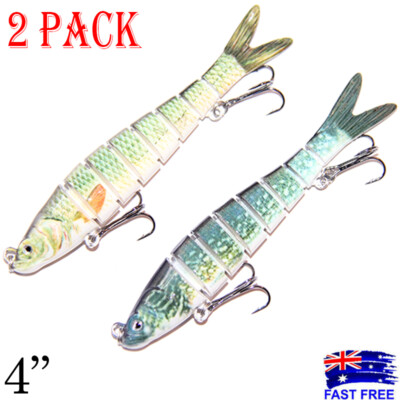 2x 4" Mullet Swimbait Fishing Lures Jointed Sinking Swim Stick Bait ...