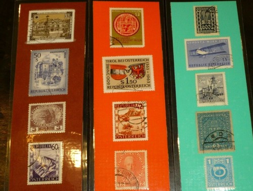 3 BOOKMARKS ~ AUSTRIA Laminated Real Postage Stamps-100 YEAR OLD STAMPS ...