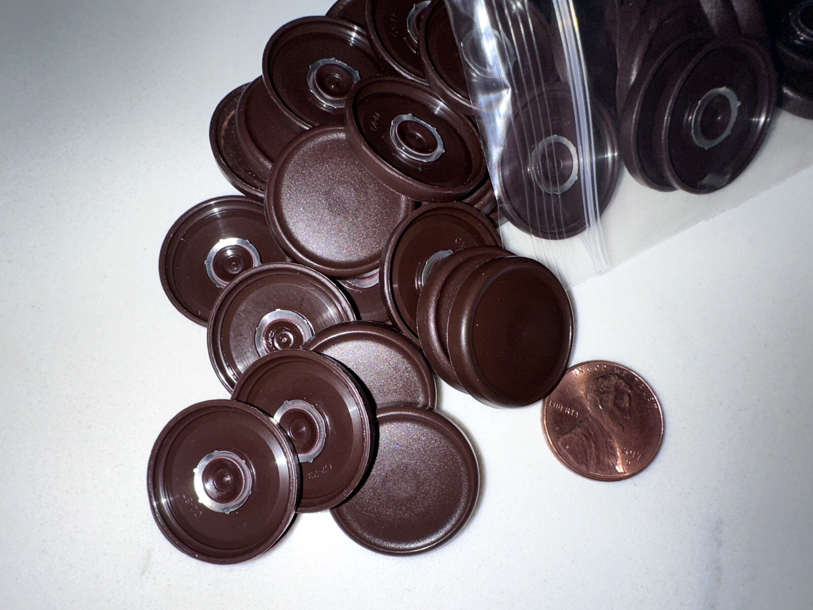 50 Large Dark Brown Medication Vial Caps For Badge Reels, Art Projects ...