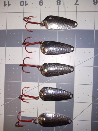 5 ea 3/8 Oz Hammered Silver Spoon Lure, Redfish, Trout, Walleye | eBay