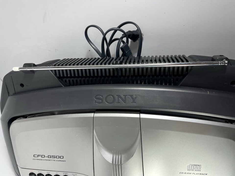 Sony AM/FM Radio Cassette CD Player Power Drive Woofer Boombox CFD-G500 ...