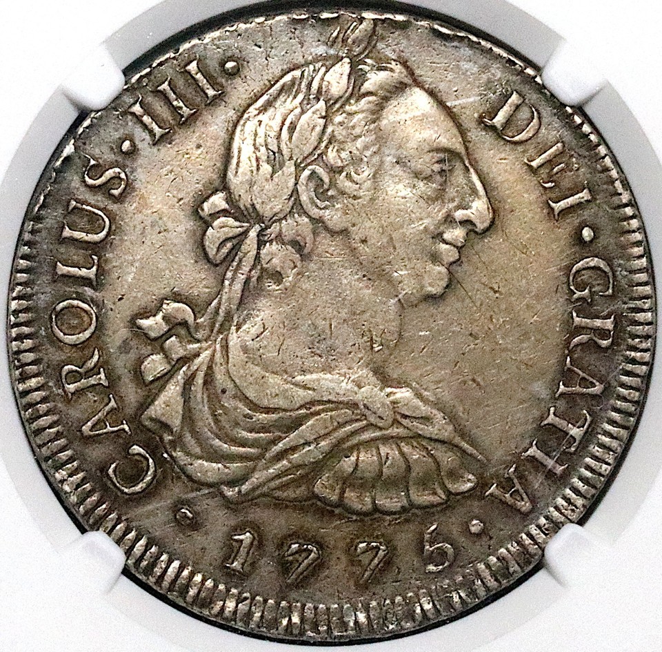 1775 NGC XF 40 Peru 8 Reales Charles III Lima Pillars Dollar Coin ...