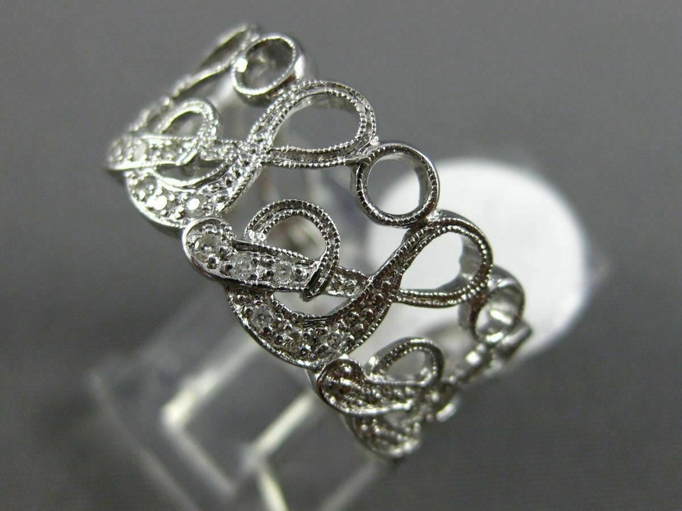 ESTATE .22CT DIAMOND 14KT WHITE GOLD 3D FILIGREE MUSICAL NOTE ETERNITY ...