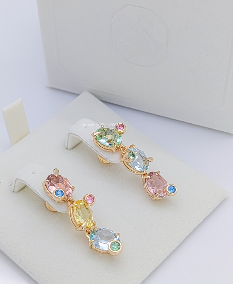 New Authentic SWAROVSKI Colorful Sparkle Crystals Gema Drop Earrings ...