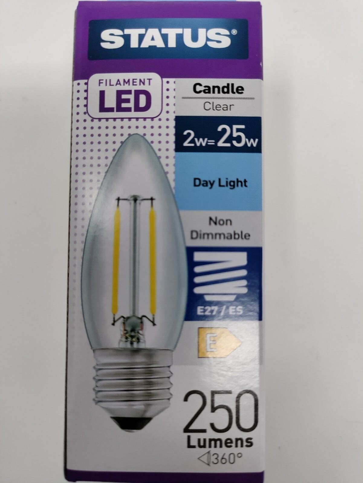 2w LED Candle Clear Filament Light Bulbs B22 BC E27 ES E14 SES Daylight ...