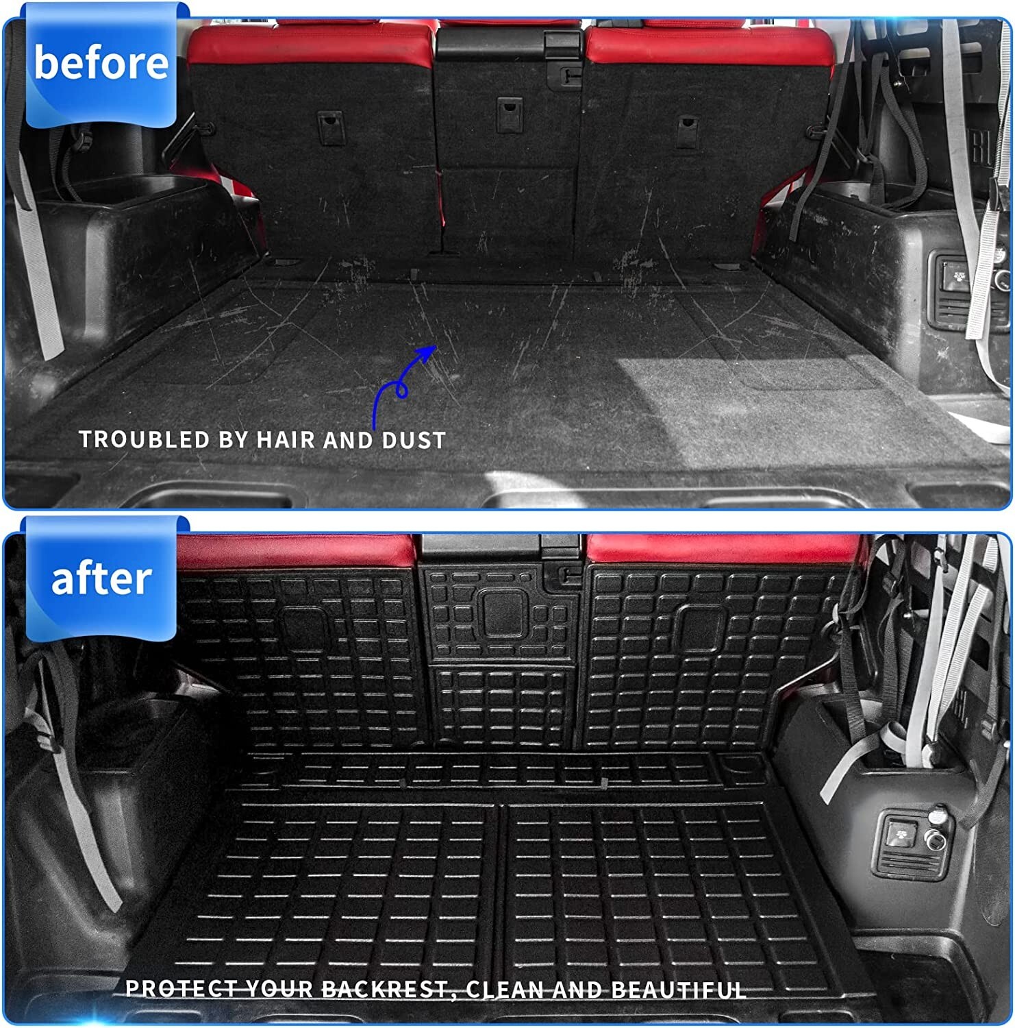 Fit 2010-2023 Toyota 4Runner Trunk Mat+Backrest Mats, Fit With Sliding ...