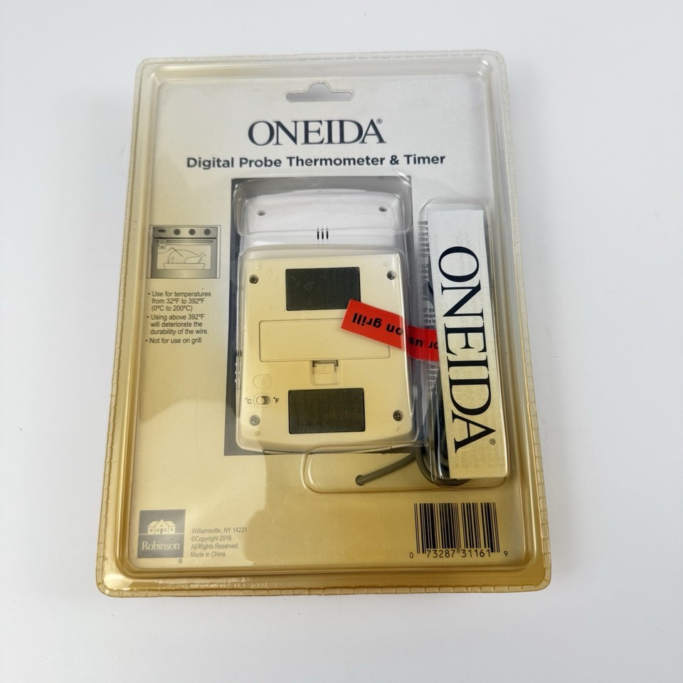 Oneida Digital Probe Oven Thermometer and Timer #31161 White Brand New ...