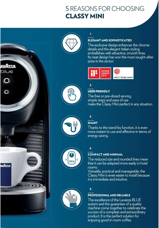 Lavazza BLUE Classy Mini Single Serve Espresso Coffee Machine LB 300 ...