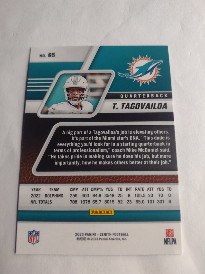 2023 Panini Zenith #65 Tua Tagovailoa Red Zone Miami Dolphins | eBay