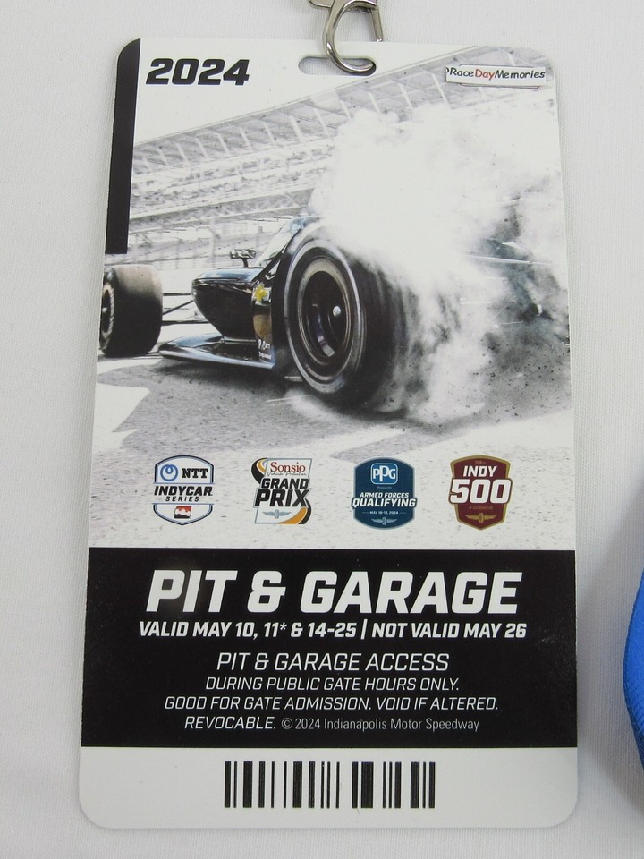 2024 Indianapolis 500 / Grand Prix Pit & Garage Hard Card Credential ...