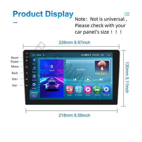 Android 13 Car FM Radio Stereo 2 DIN 9in For Carplay GPS WiFi ...