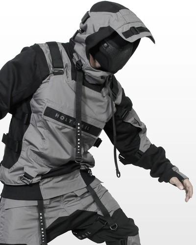 Men's Techwear Gray Jacket Vest fleece Pullover Hoodie TAC-BHV.02/GREY ...