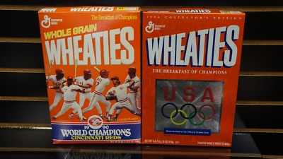 LOT OF 2 WHEATIES BOXES 1990 CINCINNATI REDS-1996 US OLYMPIC TEAM NEW ...