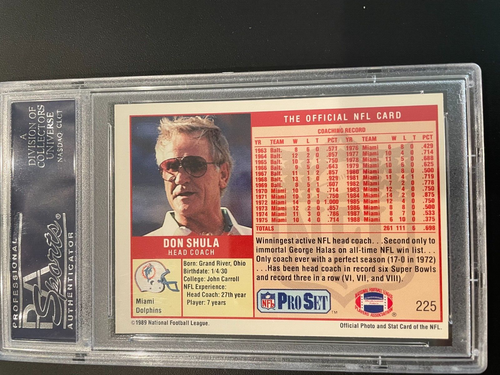 Don Shula signed 1989 Pro Set Card Autograph Football HOF Dolphins ...