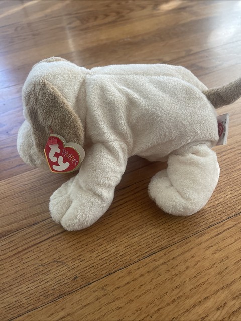 Ty Pluffies Plopper Puppy Dog Plush Stuffed Toy 2002 Cream/tan Sewn ...