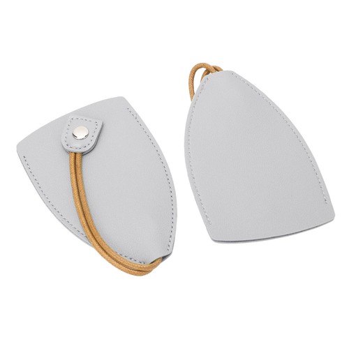 Grey 2Pcs Pull Out Key Sleeve Large Capacity PU Leather Creative ...