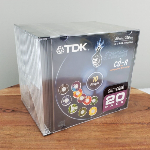 TDK 80 min/ 700mb xtreme CD-R Compact Disks 20-Pack w/ Slim Cases NEW ...