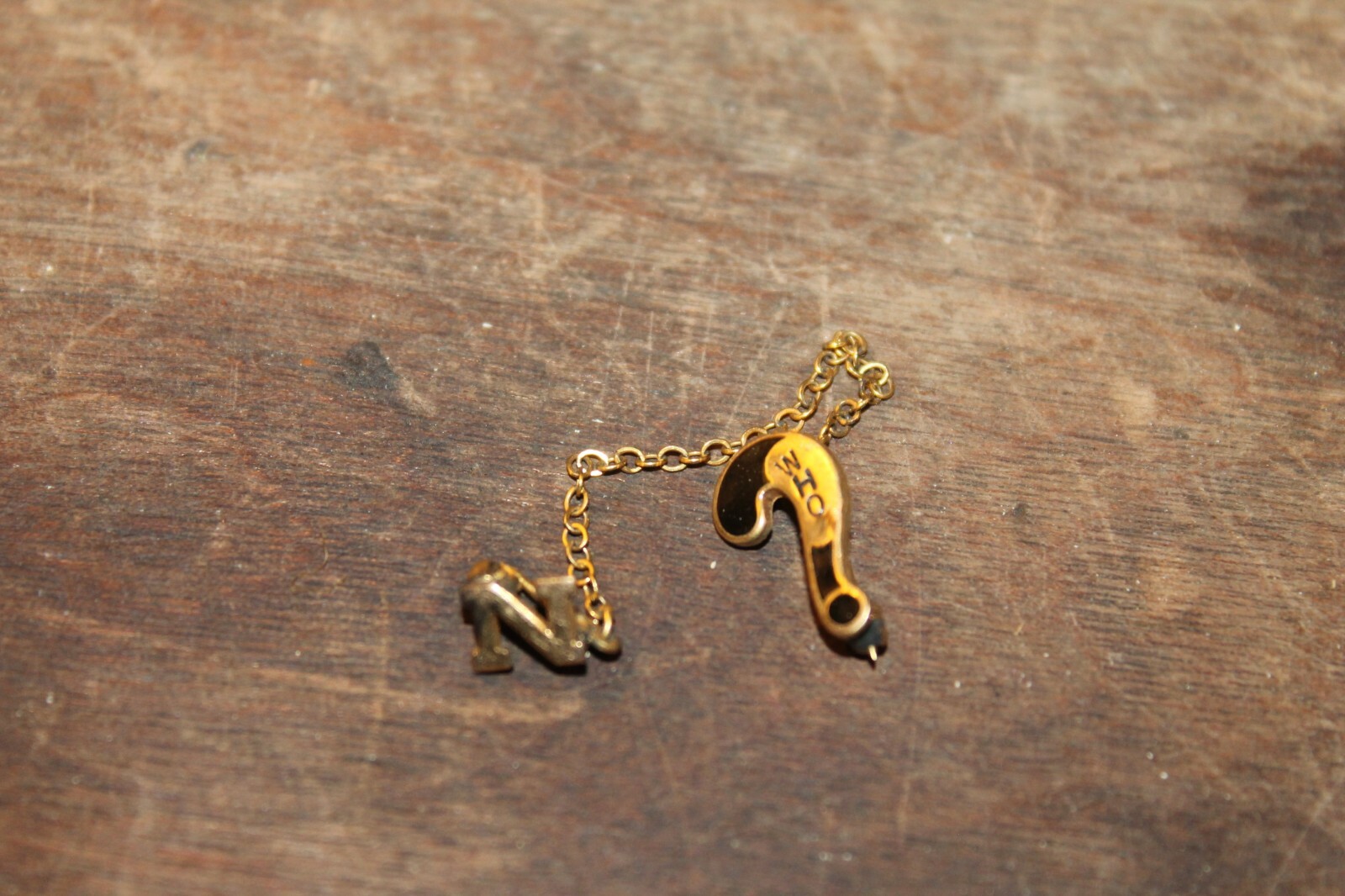 1950's Vintage MACO GOLD FILLED Sorority Pin "?" "WHO" "N" 1/20 10k GF ...