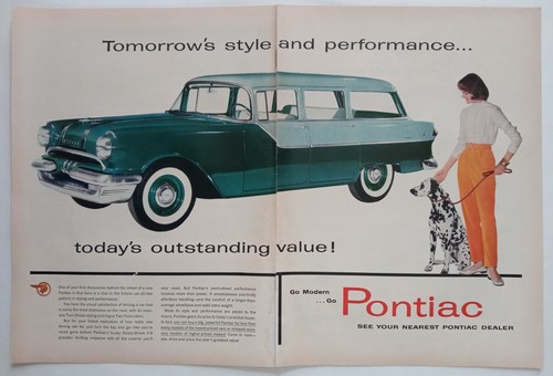 PONTIAC Station Wagon Green Two Tone Dalmatian Colorful Vintage Poster ...