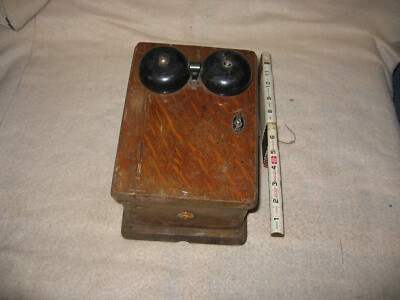 Antique Telephone Oak Ringer Box with Magneto Loc T | eBay