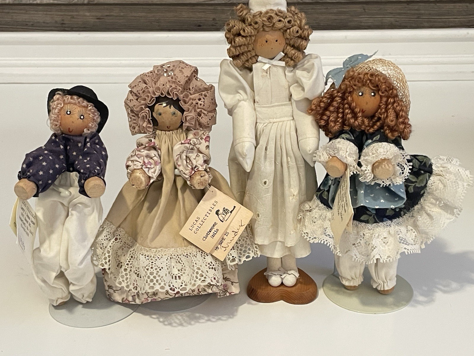 3 LUCAS COLLECTIBLES Vintage Clothespin Peg Dolls Plus Wooden Nurse ...