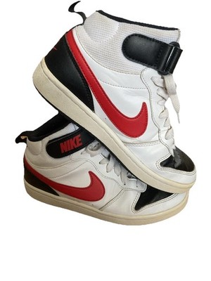 Nike Lace Up Adjustable Strap High Tops—White/Black/Red—Kids Size 4Y | eBay