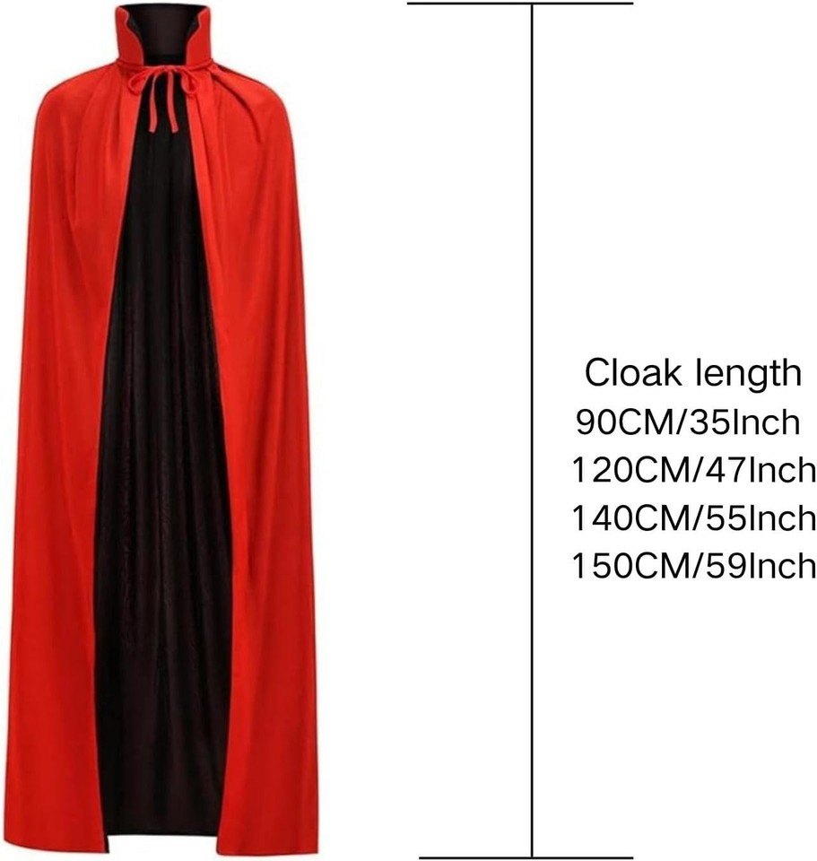 Adult Reversible Cape Stand Collar 47 Inches/120 CM, Red-black | eBay
