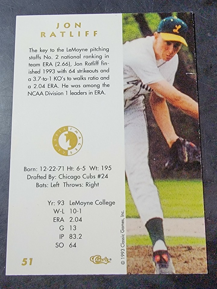 1993 Classic Images Baseball #51 Jon Ratliff *BUY 2 GET 1 FREE* | eBay